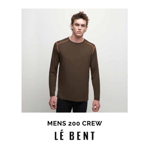 LE BENT MENS 200 CREWCOLOR：WREN, PETROL GREYSIZE : S, M, LRayon from Bamboo - 66.5%Merino Wool - 28.5%Elastane - 5%- SIG...