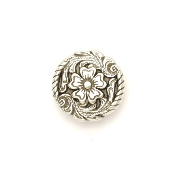 ■型番：E70024■販売価格：363円（税込）　　/　　330円（税抜）■商品名：花唐草コンチョ 丸■色：シルバー■サイズ：φ24.8mm■内容：1ヶ■メール便について：メール便（220円）対応商品です。■発送予定目安：4日以内（日祝日は...