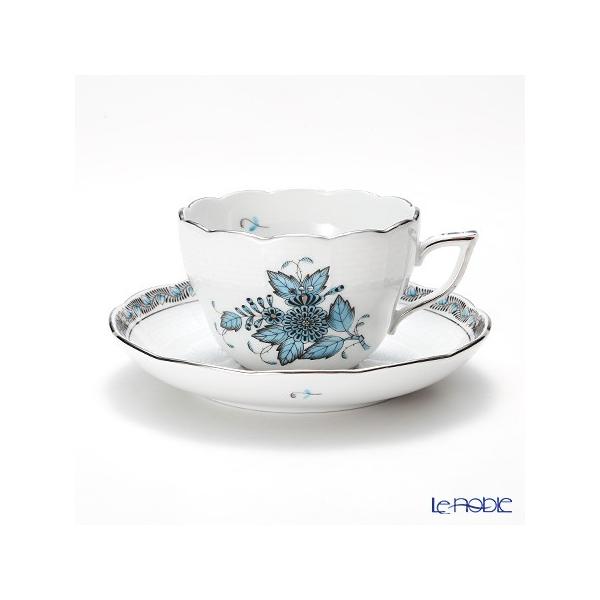 白く輝くプラチナの装飾と上品なターコイズ色のハーモニーが美しいアポニーの新色♪ ヘレンド Herend ハンガリー カップ＆ソーサー