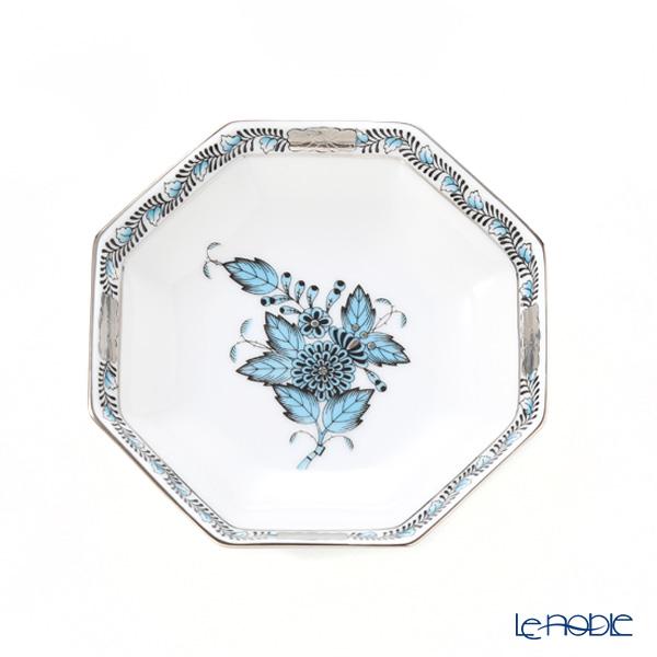 プラチナの装飾と上品なターコイズカラーが美しい 豆皿。 ヘレンド Herend ハンガリー 小皿（10〜17.9cm）