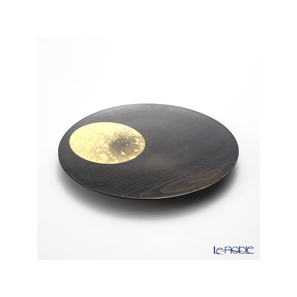 本金箔で描いたおぼろ月が木目に美しい天然木製のトレー♪和洋どちらの食卓も華やかに彩ります。 ハクイチ HAKUICHI 箔一 中皿（18〜24.9cm）