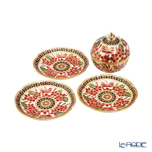 【AM10時までのご注文で当日出荷可】金色で縁取りされた、華麗にして緻密な紋様が神秘的なデザイン。 ブランベンジャロン Brun Benjarong タイ セット商品