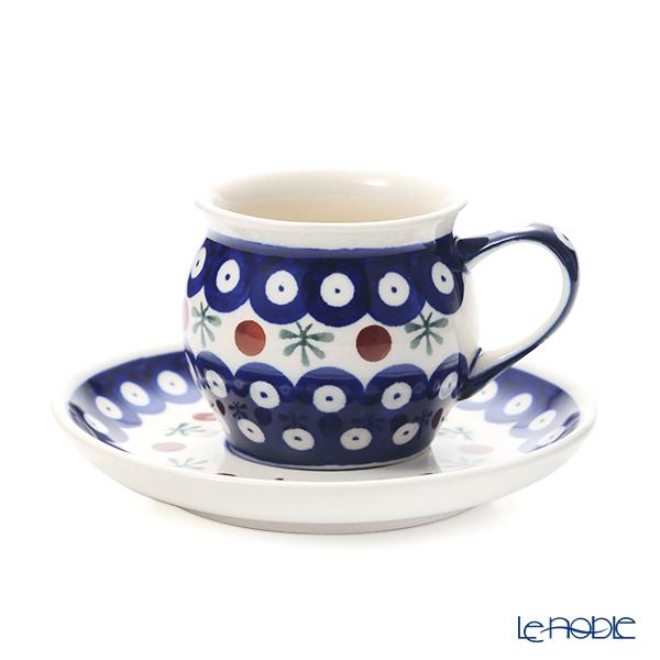 手のひらにフィットするコロンとした丸みがかわいらしい カップ＆ソーサー。 ポーリッシュポタリー ボレスワヴィエツ Zaklady Ceramiczne BOLESLAWIEC Polisf Pottery ポーランド カップ＆ソーサー