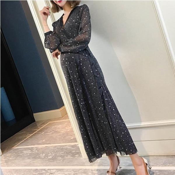 商品番号：K0026● 商品名 ● マタニティ ワンピース レース 長袖 半袖 ラメ Vネック カシュクール 大きいサイズ カジュアル デイリー ドレッシー 授乳 秋 ● 商品説明 ●華やかなラメのドレッシーなワンピース◎カシュクールの襟元...