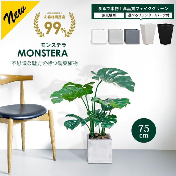 [ 商品詳細 ]商品名：モンステラ75【無光触媒 加工済み】サイズ：H：約75cm[葉の広げ方により多少異なります。]商品内容：・フェイクグリーン本体・鉢【選べる2種類】　ファイバークレイプランター　　[カラー：ライトグレー/チャコールグレ...