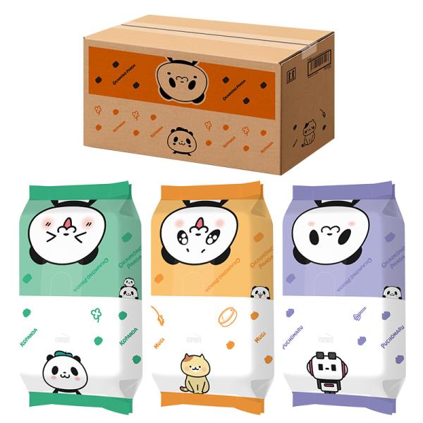 【商品説明】●お買いものパンダ！のウェットシートが新登場。●成分の99%が純水でできた手口ふきです。●パラベン・PG・アルコール・香料・着色料無添加。●でこぼこメッシュシートで汚れをしっかりキャッチ。●3種類の柄のアソートパッケージ仕様です...