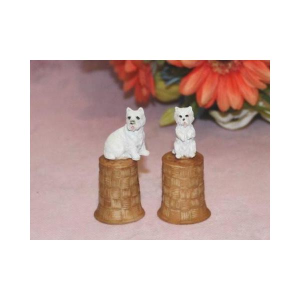 ギフト対応★フランス KLIMA(クリマ)社から直輸入★《テリア》シンブルホワイト　２点セット■サイズ：約５ｃｍ可愛いテリアのシンブルです。クリマのデザイナーが細部までこだわりデザインしている磁器製フィギュアの名品です。職人さんの手により、...
