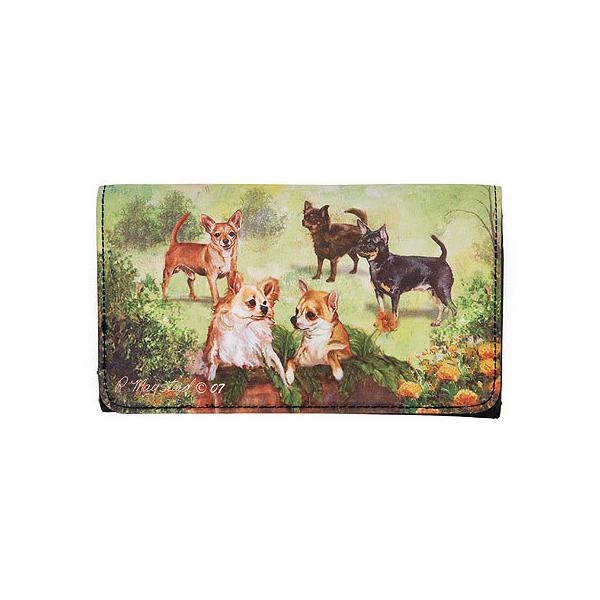ギフト対応三つ折りウォレット表情豊かな楽しい三つ折りウォレットです。見てくださいこのワンコちゃんたち・・・。外見だけでなく内面までも描き出してしまう、ルスさんの巧みな筆のチカラ。スバラスィです！サイズ：W18.5 x D2.5 x H11c...