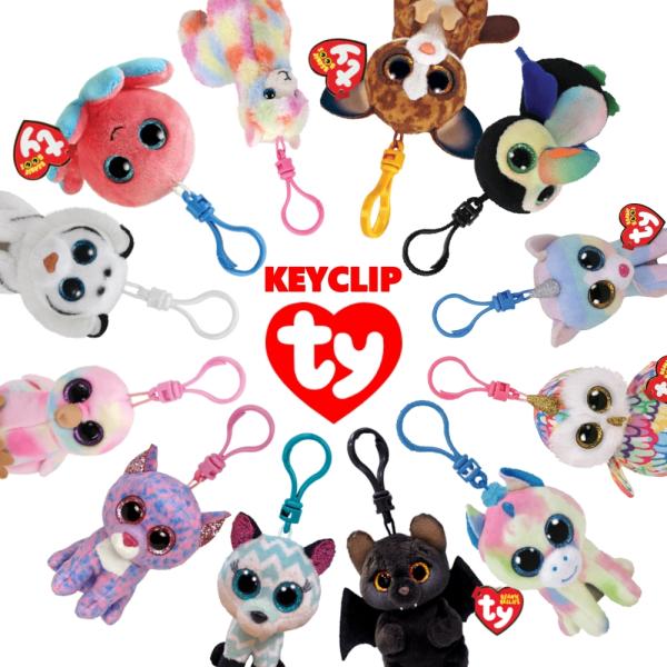TY ぬいぐるみキークリップの紹介Tyを外にも気軽に持っていける。鍵をつけるだけではなく、バッグにつけてチャームみたいに使える、ファッションアイテム。キラキラの大きな目が特徴のビーニーブーズシリーズ見つめたら見つめ返してくれるキュンキュンな...