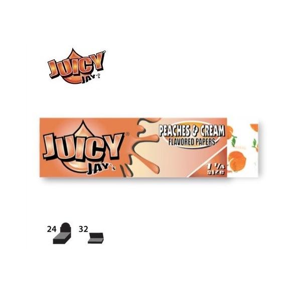 ■商品名：JUICY JAY'S PEACHES &amp; CREAM 1 1/4■サイズ：77mm×44mm■内容：1冊＝32枚・1箱＝24冊■原産国：スペイン ■素材：ヘンプペーパー■燃焼：スローバーニング■フレーバー：ピーチ＆クリー...