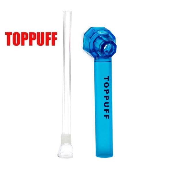 ■商品名：TOPPUFF■サイズ：キャップマウスピース 長さ145mm■サイズ：ガラスステム 長さ145mm（チラム）■素材：アクリル・ガラス■カラー：ブルー■付属品：外装箱■注意：モニターの発色によって実際の物と異なって見える場合が御座います。