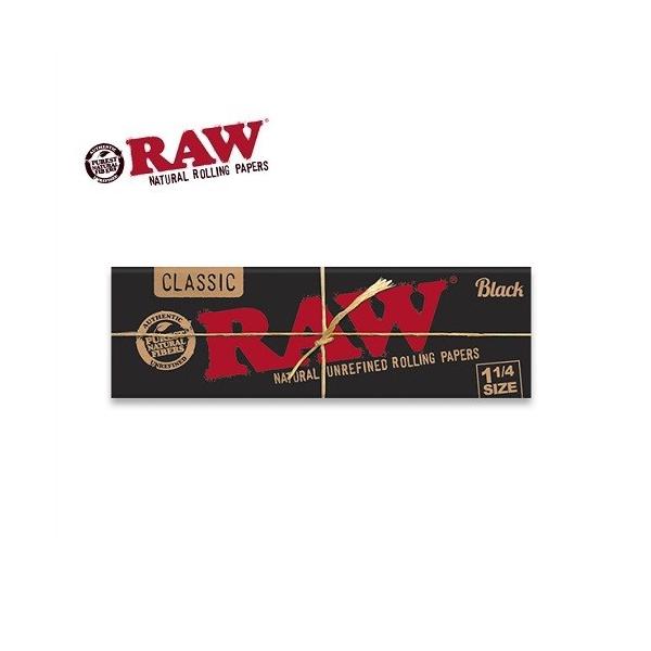 ■商品名：RAW CLASSIC BLACK 1 1/4  ■サイズ：76mm×45mm ■内容：1冊（50枚）1箱（24冊） ■燃焼：スローバーニング ■無漂白 / Natural Gum■注意：モニターの発色によって実際の物と異なって見...