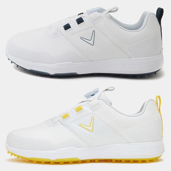 コーディネートの足元に映えるカラーリングを施した２０２５年モデルです。ミッドソールにはキャロウェイ独自のクッショニング素材であるＣＲＵＳＨフォームを採用しており、優れた衝撃吸収性能と反発性能が快適なラウンドをサポートします。半透明のアウトソ...