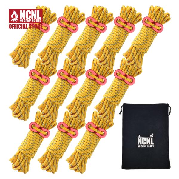 【商品詳細】パラコード（イエロー）太さ(約)：5mm長さ(約)：4m重量(約)：69g材質：強化ポリエステル耐荷重(約)：430kg入数：12本【商品説明】強化ポリエステル製テントロープ。ロープにテンションをかけたいときなどに使う自在金具付...