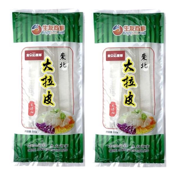 ブランド 華華百貨店【中国春雨】商品タイプ 粉末パッケージ情報 袋ユニット数 400 g商品の個数 2商品の重量 369 グラム個数 2パッケージ重量 0.45 キログラム中国東北に有名な食材できしめんのような板状の粉皮。中国語では「ダーラ...