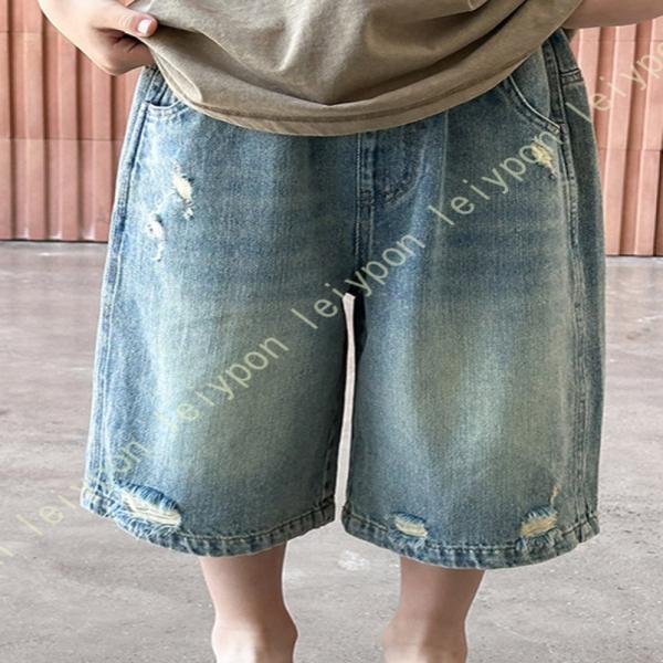 【発売日：2025年05月26日】ハーフパンツ キッズ 半ズボン ジーンズ ジュニア デニム ショートパンツ ボーイズ 子供服 カジュアル ジーパン 男の子 女の子 商品内容：ズボン単品どんなトップスとも合わせやすく、デイリー使いにぴったり...