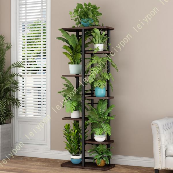 【発売日：2025年07月01日】【商品名】：フラワースタンド【素材】：スチール・木   【商品サイズ】：4d=4段*5鉢*幅36*奥行23.5*高さ74cm　5d=5段*6鉢*幅36*奥行23.5*高さ94cm　6d=6段*7鉢*幅36*...