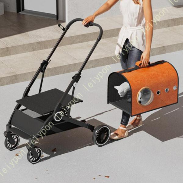 【発売日：2025年01月15日】【商品仕様】ペットカート展開サイズ（約）:長さ65cmx幅35cmx高さ95cm 収納サイズ（約）:長さ38cmx幅38cmx高さ85cm  フレーム：スチール製。 生地：上質レザー 耐荷重（約）:10KG...