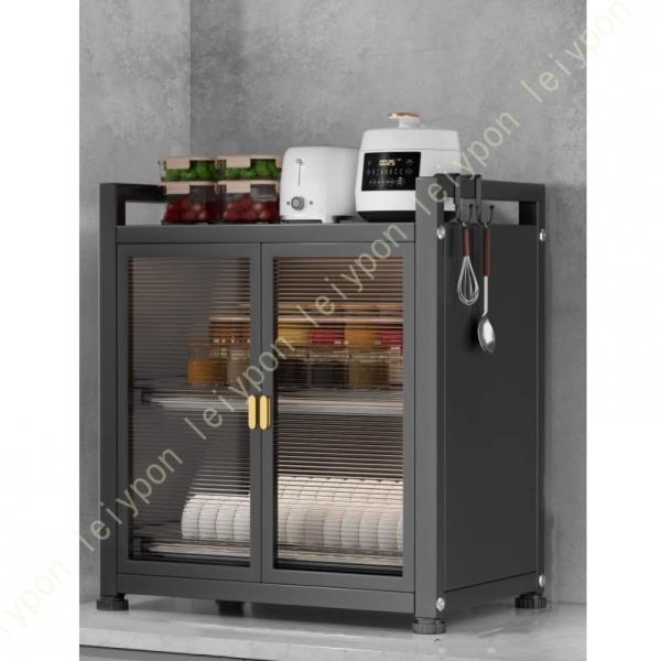 【発売日：2025年12月24日】★【北欧風デザインの調味料入れ付きキッチンカウンター、食器棚】食器や調理器具などの収納に最適なキッチン収納棚です!簡単に組み立てられ、安定性が高いので、長期間利用できます!★【アクリル扉が防塵効果をもたらし...