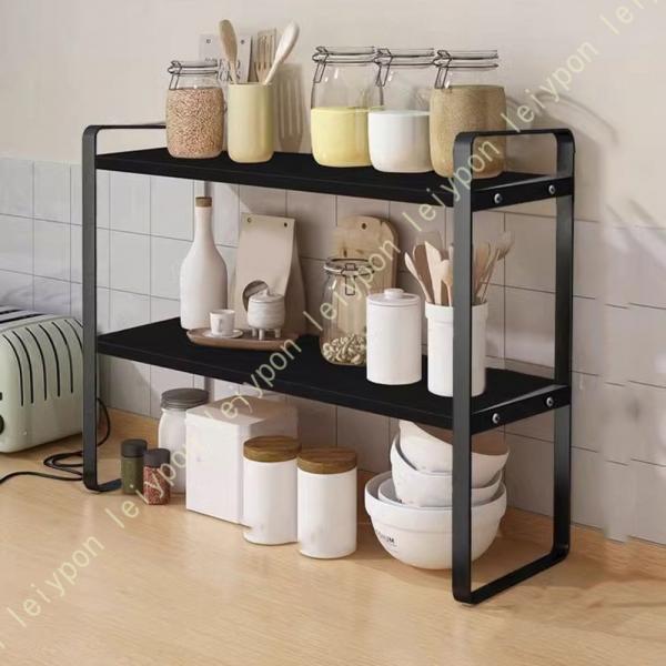 【発売日：2025年05月22日】1 キッチンカウンター用のアイアン製の多層収納棚テーブル上の収納棚家庭用のステンレス製多機能調味料収納ラック2 調理台の上に置けるアイアン製の収納棚ステンレス製の多機能家庭用調味料収納ラック3 キッチンカウ...