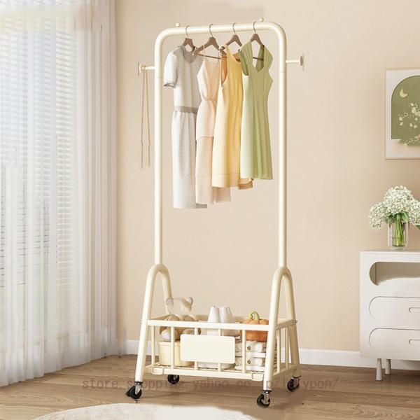 【発売日：2025年06月07日】【素材】：スチール製場合：寝室、ベランダ、玄関、寮■商品紹介★洋服もカバンもひとまとめに!便利なハンガーラックワゴンハンガーラック部分には洋服を収納し、カゴ部分にはカバンや小物を収納し…と便利に使えるマルチ...