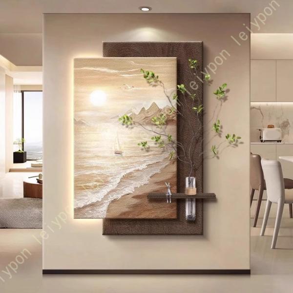 【発売日：2025年12月26日】砂岩風の立体アート+透明花瓶+ミニ収納ラック!【製品にはライトが付属していないため、お客様は別途ご購入が必要です!】【侘寂風×立体抽象デザイン】自然と静けさを感じる侘寂風スタイルに、抽象的な立体デザインを組...