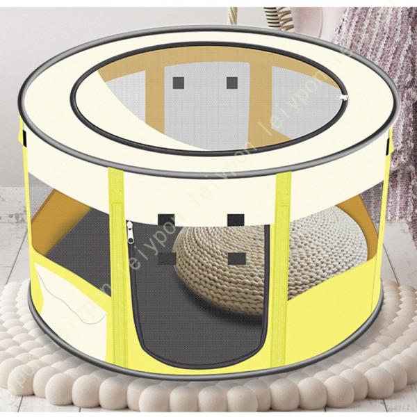 【発売日：2024年08月17日】円形 ペットサークル 猫 犬 折畳み高品質な600DオクスフォードとPVCネットを使用しており、耐久性優れ、犬猫の軽い噛みや騒ぎには大丈夫、そして防水効果も抜群で、室外のアウトドアの場合には心配ありません。...