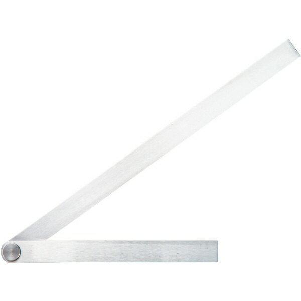 ■角度を任意に調節できます。【用途】ケガキ、角度写しに。【仕様】幅(mm)：15　厚み(mm)：2　全長(mm)：250　呼び寸法(mm)：250　短枝(mm)：150　質量(g)：91　目盛なし【材質/仕上】本体：ステンレス（SUS420...