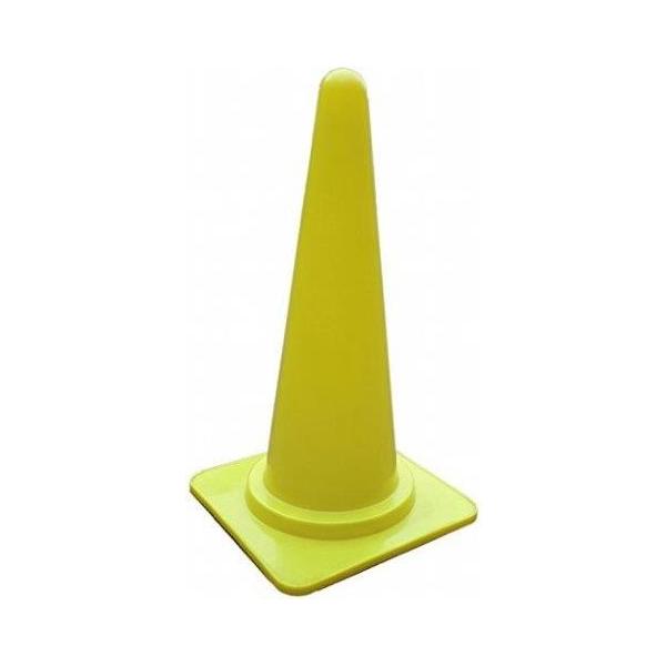 カラーコーン（三角コーン、パイロン）高さ 約700mmベース寸法 約380mmx380mm重量 約0.85kgポリエチレン製工事現場の安全標示にご利用ください。その他にも・ご家庭、店舗での駐車場、駐車禁止表示・サッカーやフットサルなどの練習...