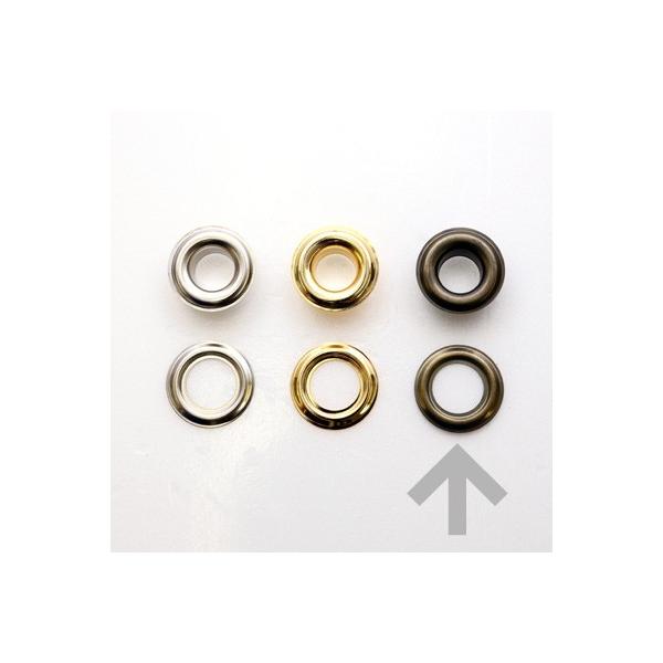 ■用途／特長革にあけた穴の補強と装飾を兼ねた金具です。サイズごとに専用の打ち具で叩いてカシメて固定します。■仕様／内容［素材］真鍮［ハトメ抜きのサイズ］ハトメ抜き30号（9.0mm）［取付に必要な工具］ハトメ打具セット No.23［サイズ］...