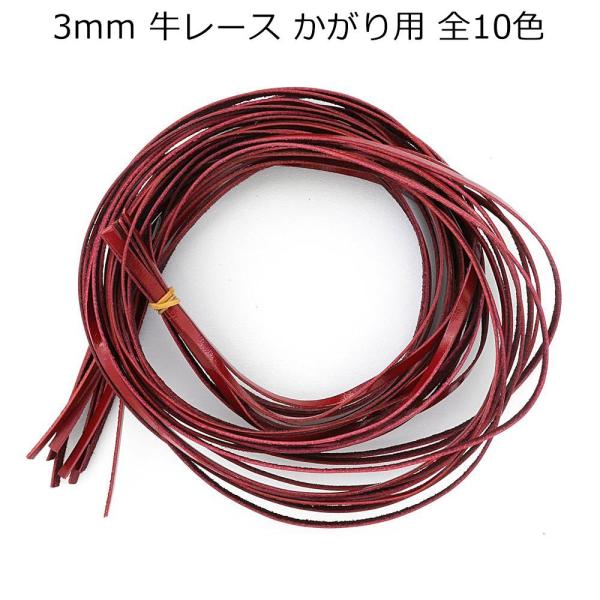 ■用途／特長もっともポピュラーなかがり用牛革レースです。しっかりしていて非常に丈夫で、小物から大物まで確実にかがることが可能です。0.7mm厚で牛革レースのなかでは薄手のタイプです。厚み：約0.7mm巾：3mm長さ：約90cm数量：10本入...