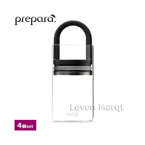 イヴァーク M ロングハンドル 4個セットプレパラ prepara押すだけ簡単！空気を抜いて保存ができるキャニスターです。蓋についたエアバブルにより、ハンドルを押し下げるだけで容器内の空気が抜け保存ができます。再び開ける際も、ハンドルを引き...