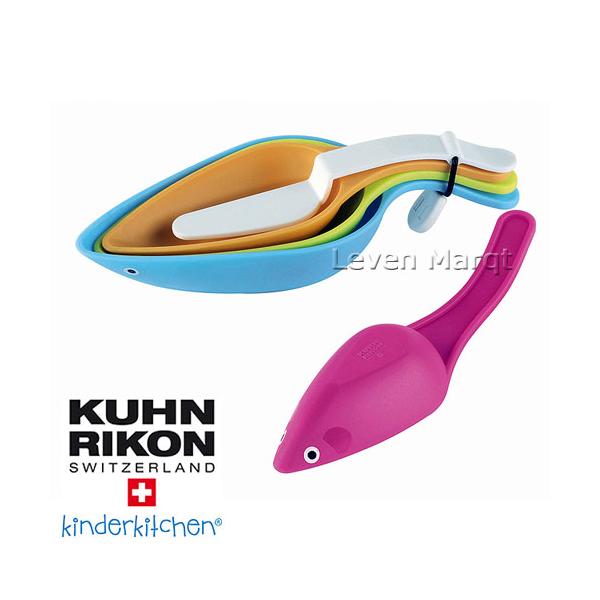 メジャーカップ(マウス) 子供用調理器具 クーンリコン KUHN RIKONかわいいマウスの家族の計量カップ。保管時は、コンパクトにまとまります。40、80、125、250ccのメジャーカップ、すりきりヘラのセットです。サイズ：24.0×9...