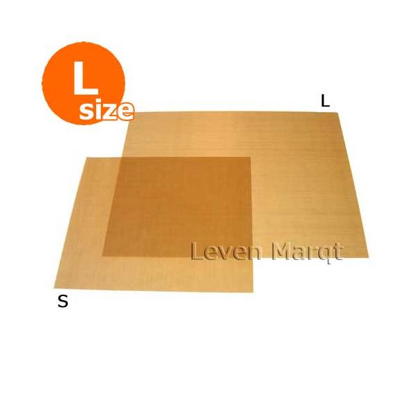 テフロンクッキングシート Lグラスファイバー（ガラスの繊維）をテフロン加工したものです。オーブンでの焼成、蒸しもの、冷凍、飴細工やチョコレート菓子などに何度も洗って使えるクッキングシート。卵や砂糖のこびりつき汚れも、タオルでひと拭きすればあ...