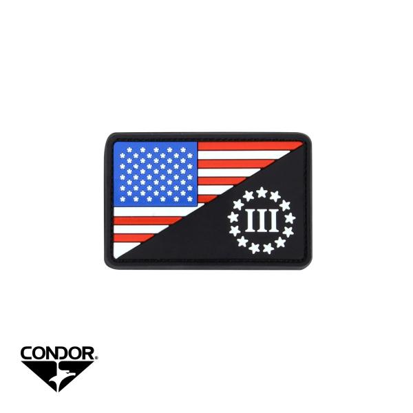 US FLAG MORALE PVC THREE PERCENTER  (1PCS/PACK) RWB当店はG&amp;G JAPAN  , CONDOR JAPAN のオフィシャルサポート店だから安心！