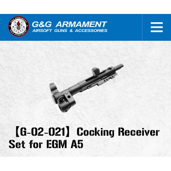 G-02-021 Cocking Receiver Set for MP5A5 (Marui Only)当店はG&amp;G JAPAN  , CONDOR JAPAN のオフィシャルサポート店だから安心！