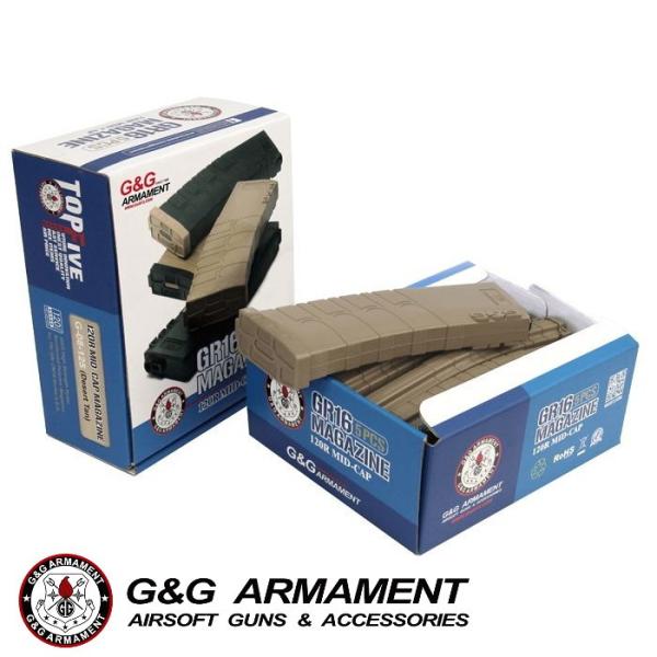 120R Mid-Cap Magazine for GR16 (Desert Tan) 5pcs/pack G&amp;G製電動エアーガンGR16用スプリング式120連マガジン5本セット当店はG&amp;G JAPAN CONDOR JAP...