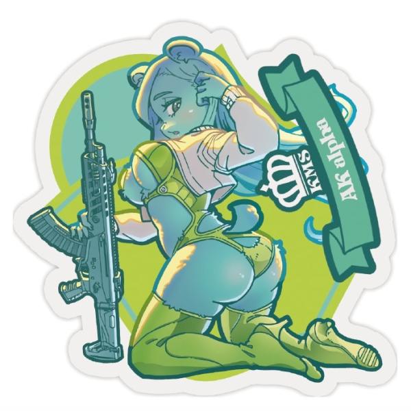 ブランド：King's Melon SodaAK alfaとシリアヒグマの女の子のイラストステッカーです。サイズ：長辺80mm材 質：PVC(耐水)/光沢ラミネート加工