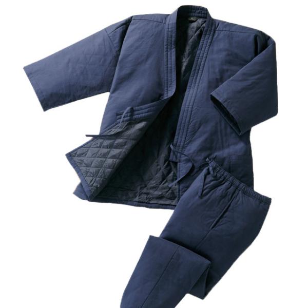 お買い上げ金額1万円以上送料無料-離島・沖縄除く男女兼用作務衣！カジュアルウエア作務衣で表地は綿100％、中綿入りなので暖かく着心地も良いです。[サイズ/cm]S：適用身長155〜165、肩幅65、袖丈35.5、着丈77、パンツ丈97、適用...