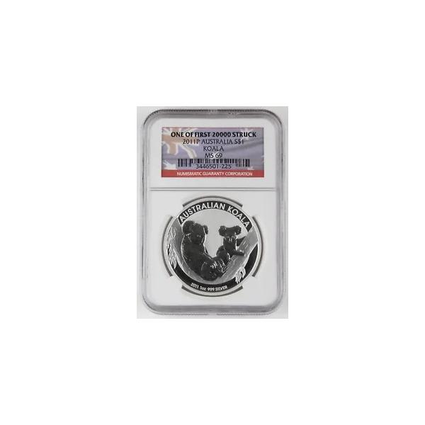 オーストラリア 2011 $1 1 オンス 999 シルバー コアロ コイン GEM BU エリザベス 2 世 NGC MS69