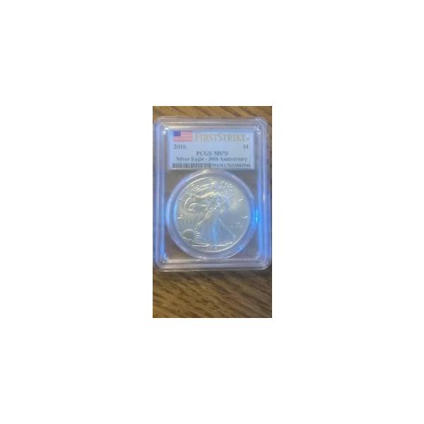 2016 シルバー アメリカン イーグル MS-70 PCGS (ファースト ストライク) フラッグ ラベル