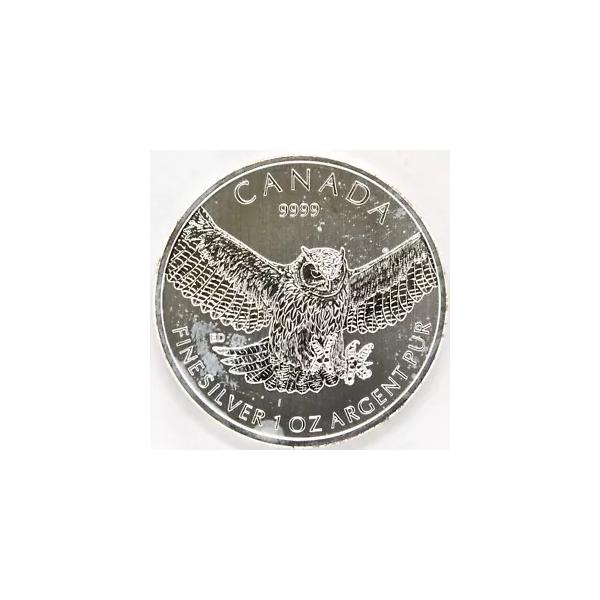 2015 RCM カナダ オオワシミミズク 鳥の餌食 1OZT 9999 シルバー 地金 コイン ラウンド