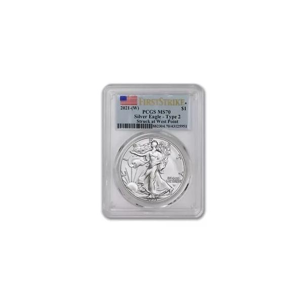 2021-(W) $1 US シルバー イーグル タイプ 2 PCGS MS70 ファースト ストライク 1オンス .999 ファイン コイン