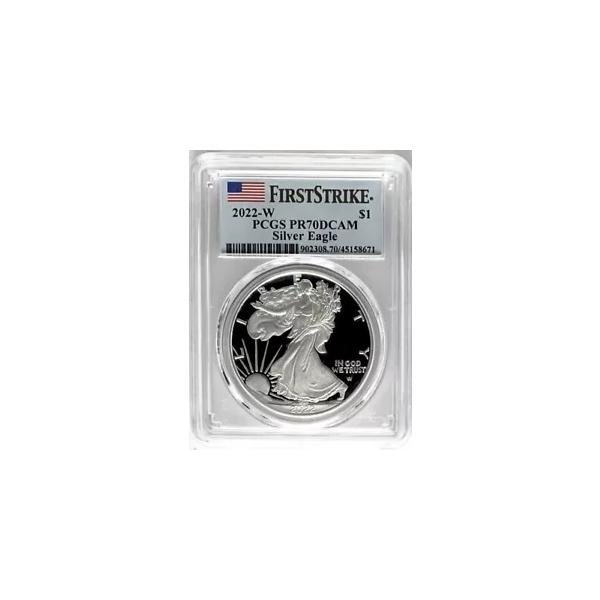 2022 W プルーフ シルバー イーグル ファースト ストライク PCGS PR70 フラッグ ブルー ラベル