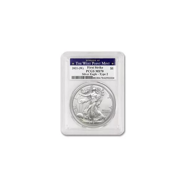 2021-(W) $1 アメリカン シルバー イーグル タイプ 2 PCGS MS70 ファースト ストライク WP ラベル コイン