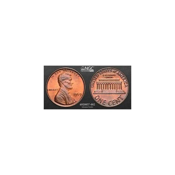 1969 P US リンカーン記念ペニー 1 セント銅貨 NGC MS65 RB
