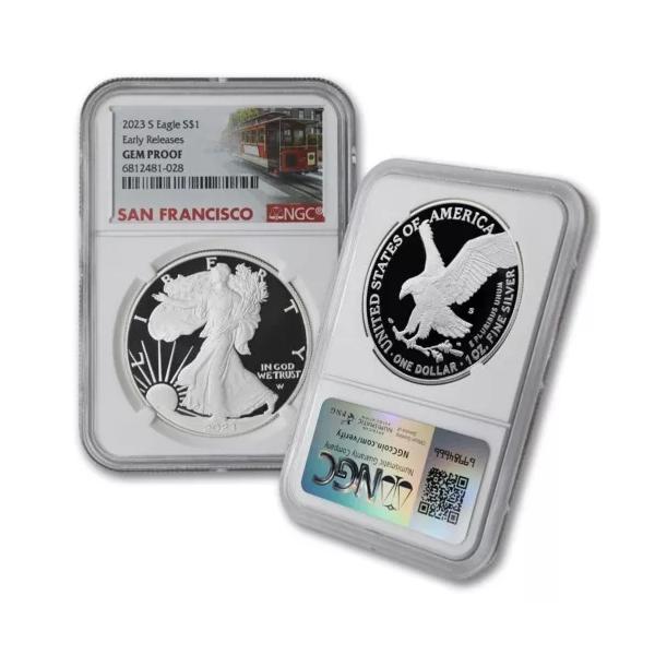 2023-S $1 シルバー イーグル NGC GEMPF ジェム プルーフ 早期リリース ケーブル カー ラベル