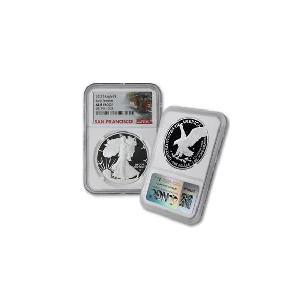2023-S $1 シルバー イーグル NGC GEMPF ジェム プルーフ 早期リリース ケーブル カー ラベル