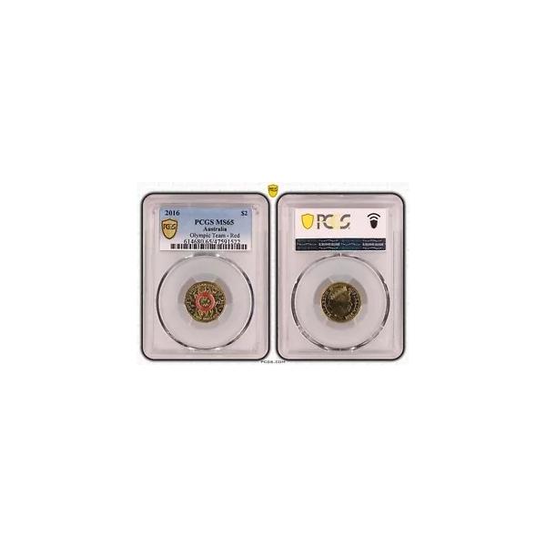 オーストラリア 2016 オリンピック チーム 2 ドル $2 レッドカラー コイン PCGS MS65 #1522
