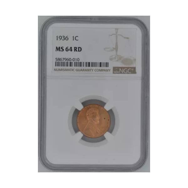 US 1936 リンカーン ウィート セント NGC MS 64 RD 希少なヴィンテージ グレード未流通コイン